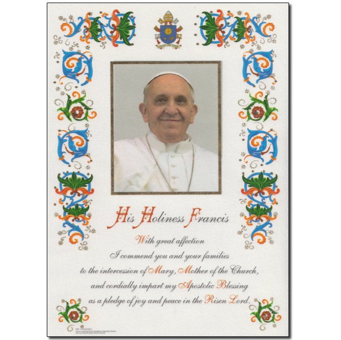 Pope Francis Blessing Parchment | Watermead Gift Shop
