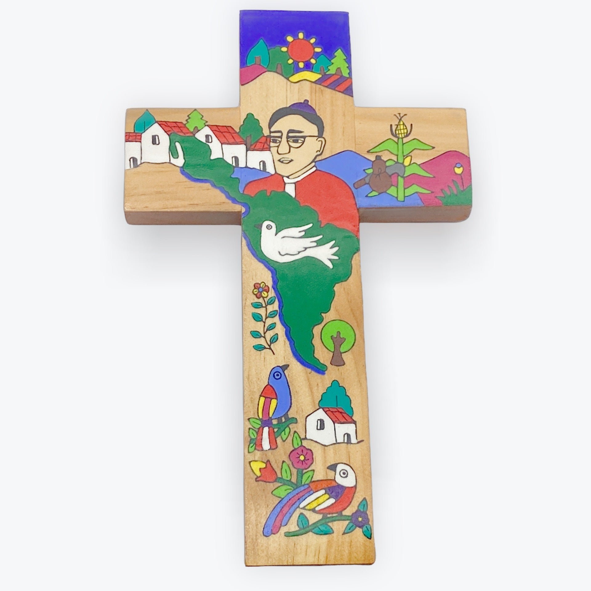 25 cm Hand Painted Archbishop Oscar Romero Cross | Watermead Gift S